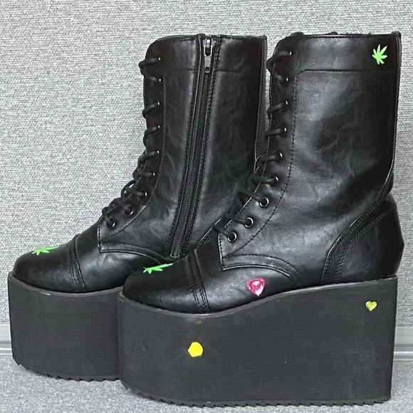 YRU | Shoes | Yru Black Platform Boots | Poshmark
